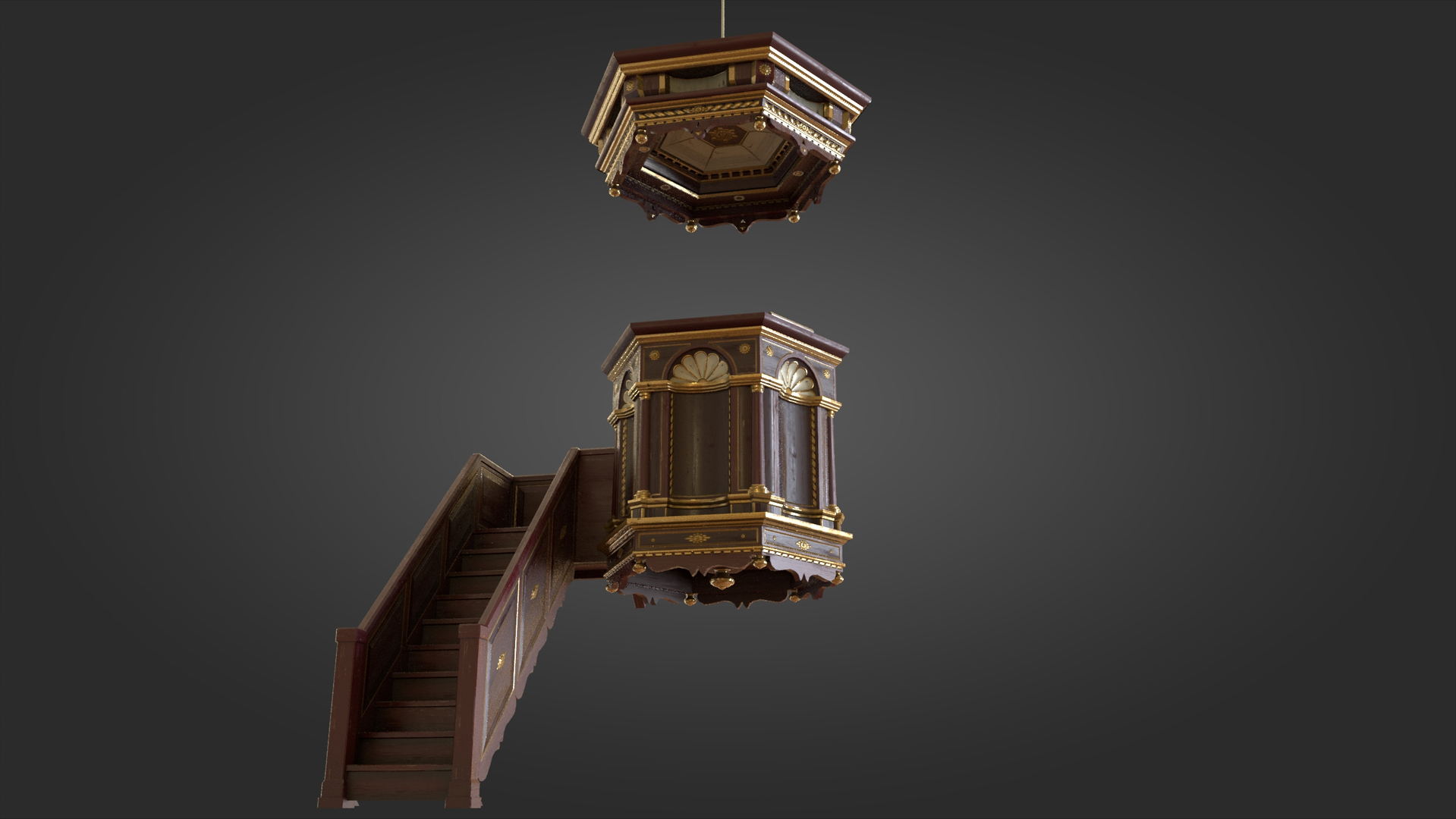 Medieval Church Pulpit Red - PBR 3D - TurboSquid 1817195