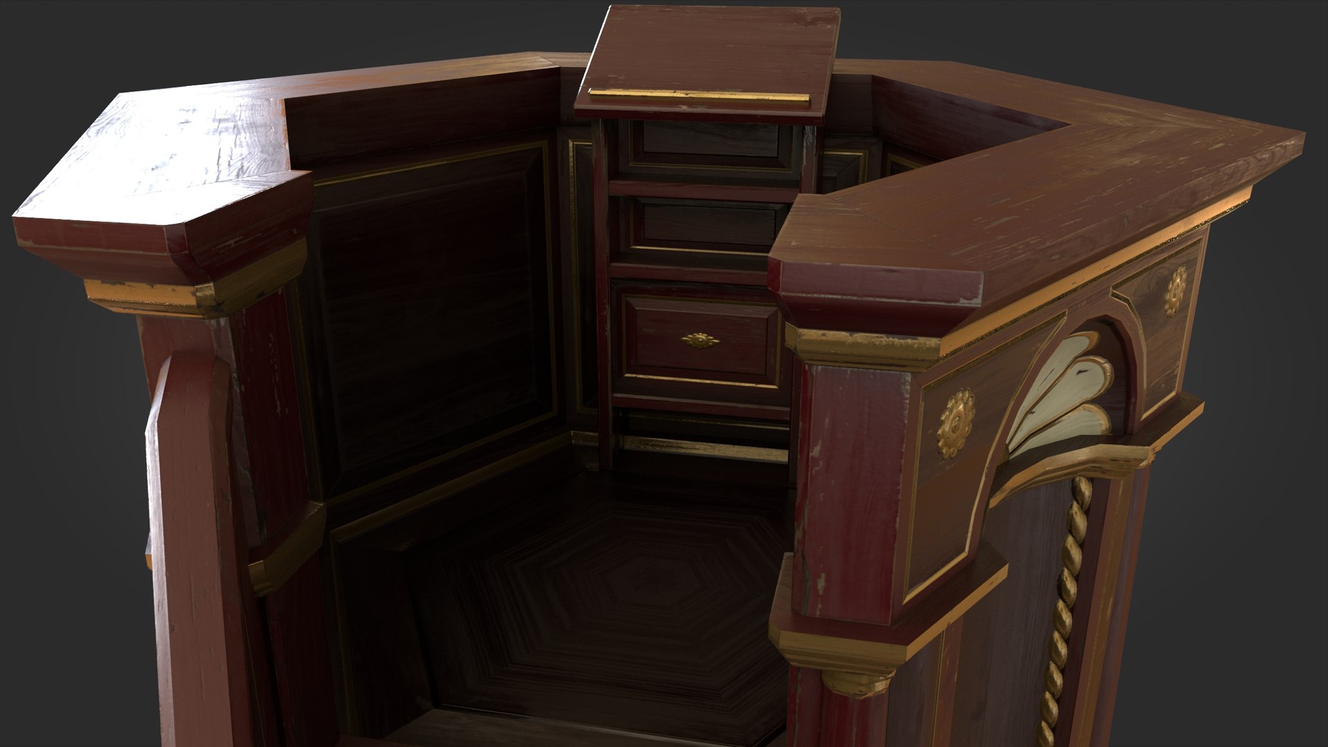 Medieval Church Pulpit Red - PBR 3D - TurboSquid 1817195
