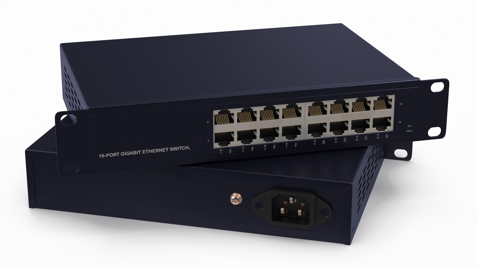 Desktop Network Switch 16 Ports Blue 3D Model - TurboSquid 2239666