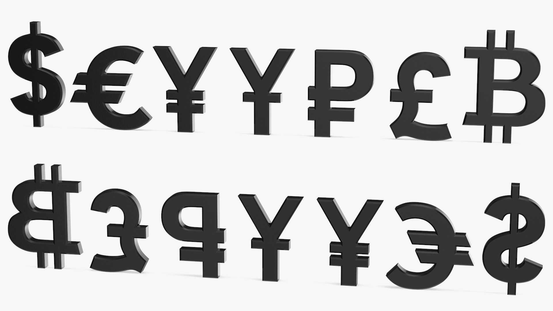 Currency symbols plastic set 3D model - TurboSquid 1689533