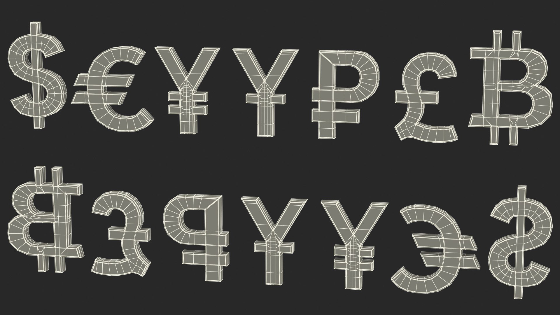 Currency symbols plastic set 3D model - TurboSquid 1689533