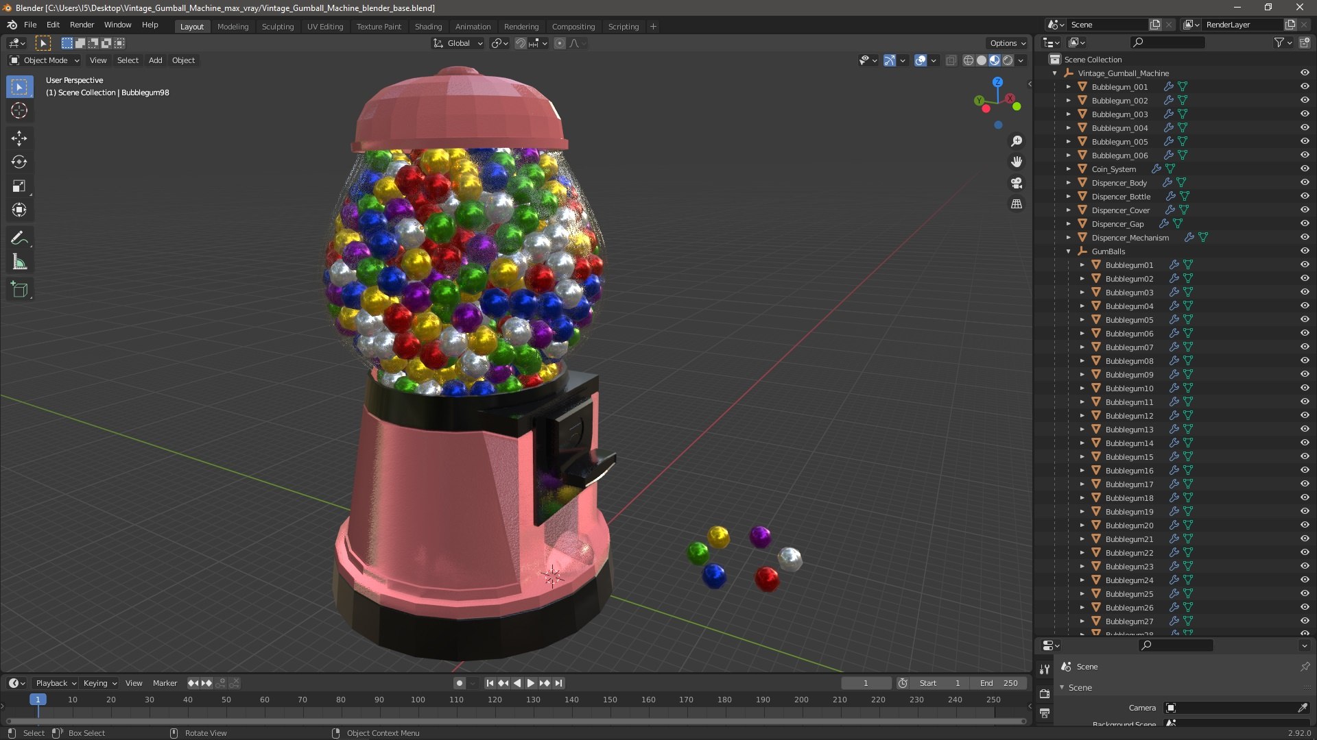 Vintage Gumball Machine 3D Model - TurboSquid 2206559