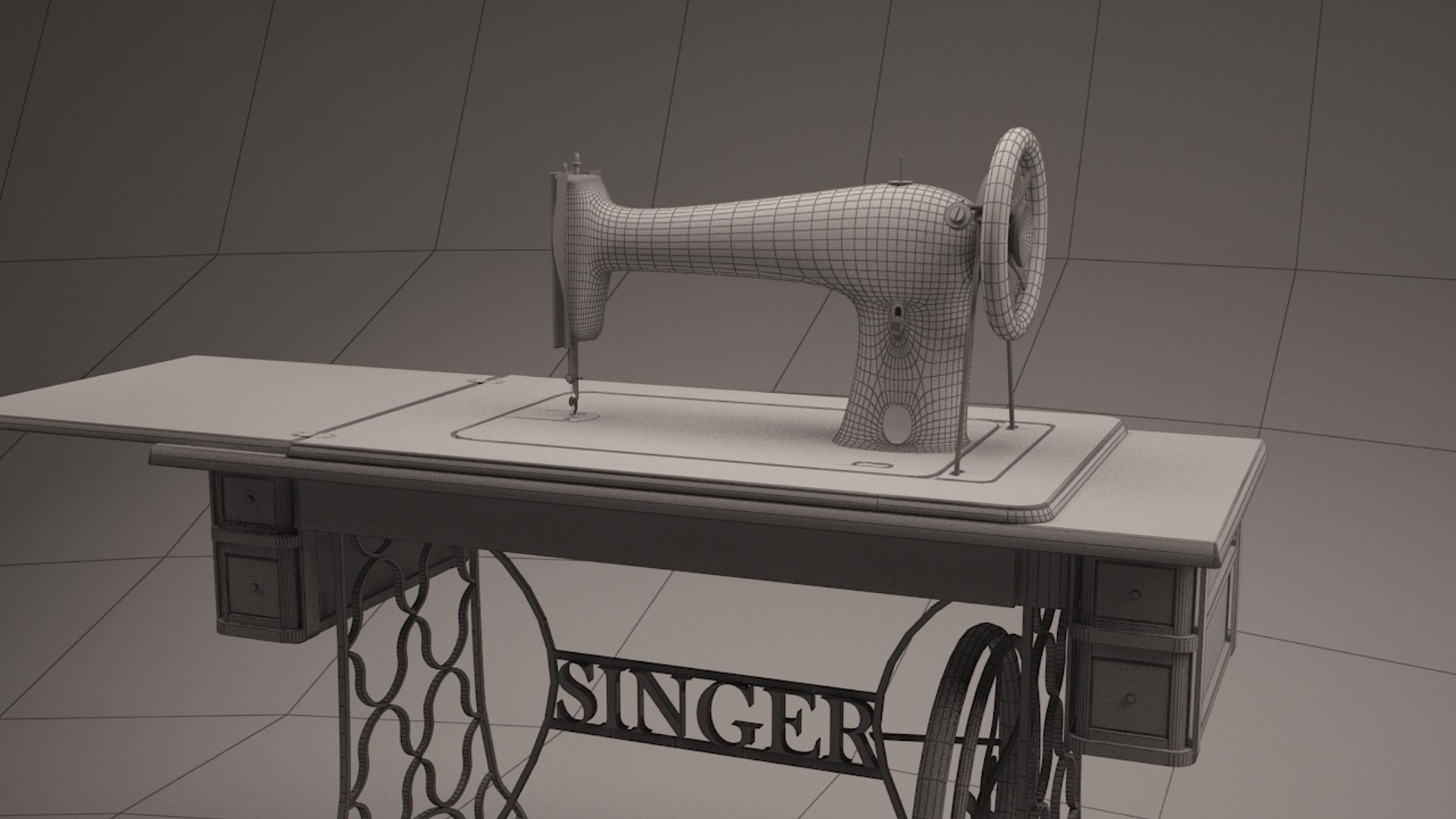 3d Model Old Singer Machine