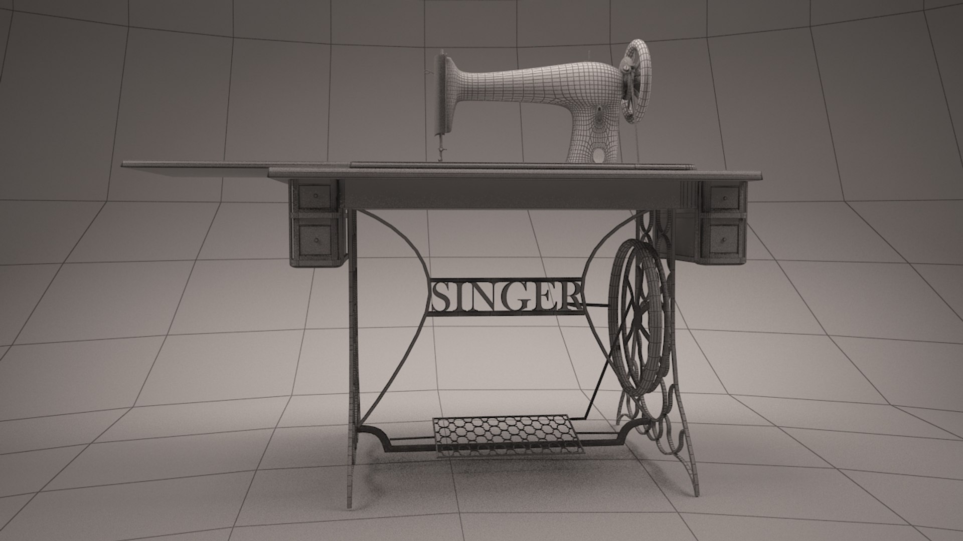 3d Model Old Singer Machine
