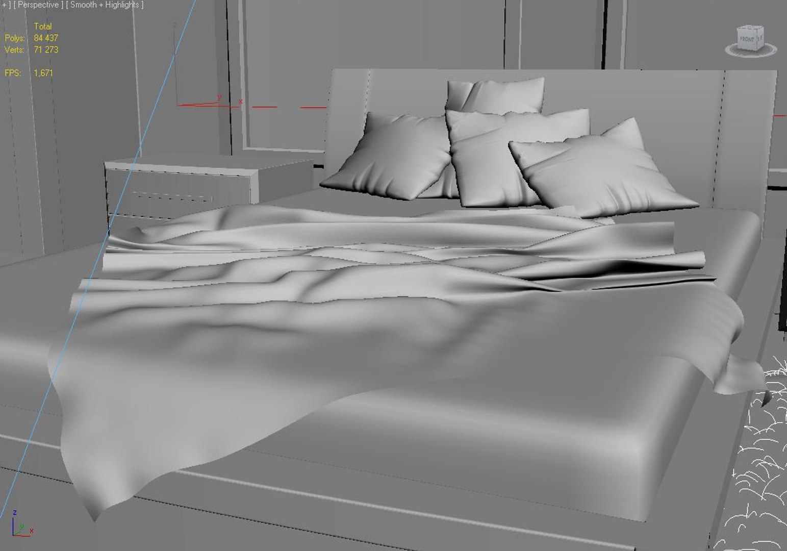 Maya Modern Bedroom Interior Lighting Scene