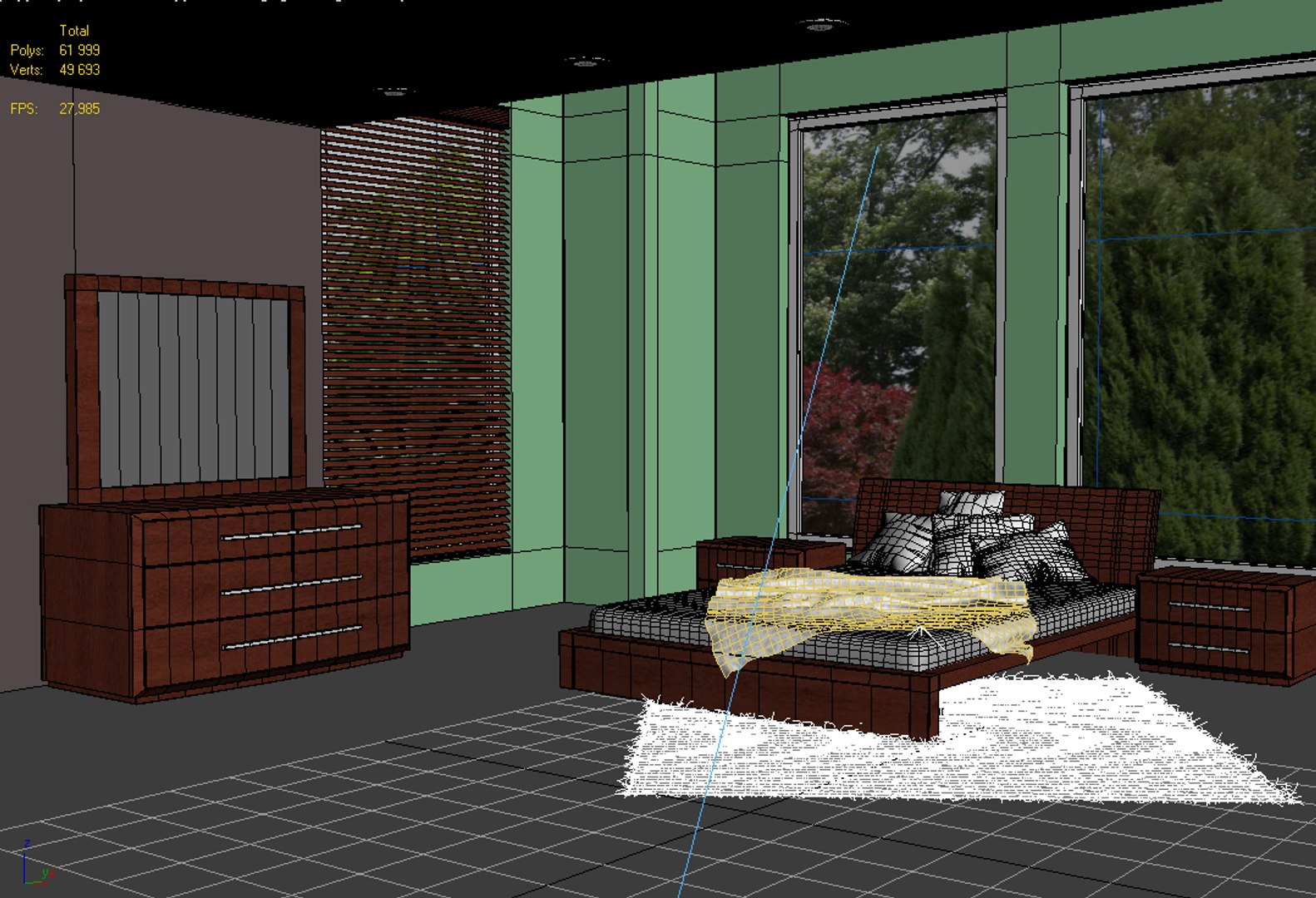 Maya Modern Bedroom Interior Lighting Scene