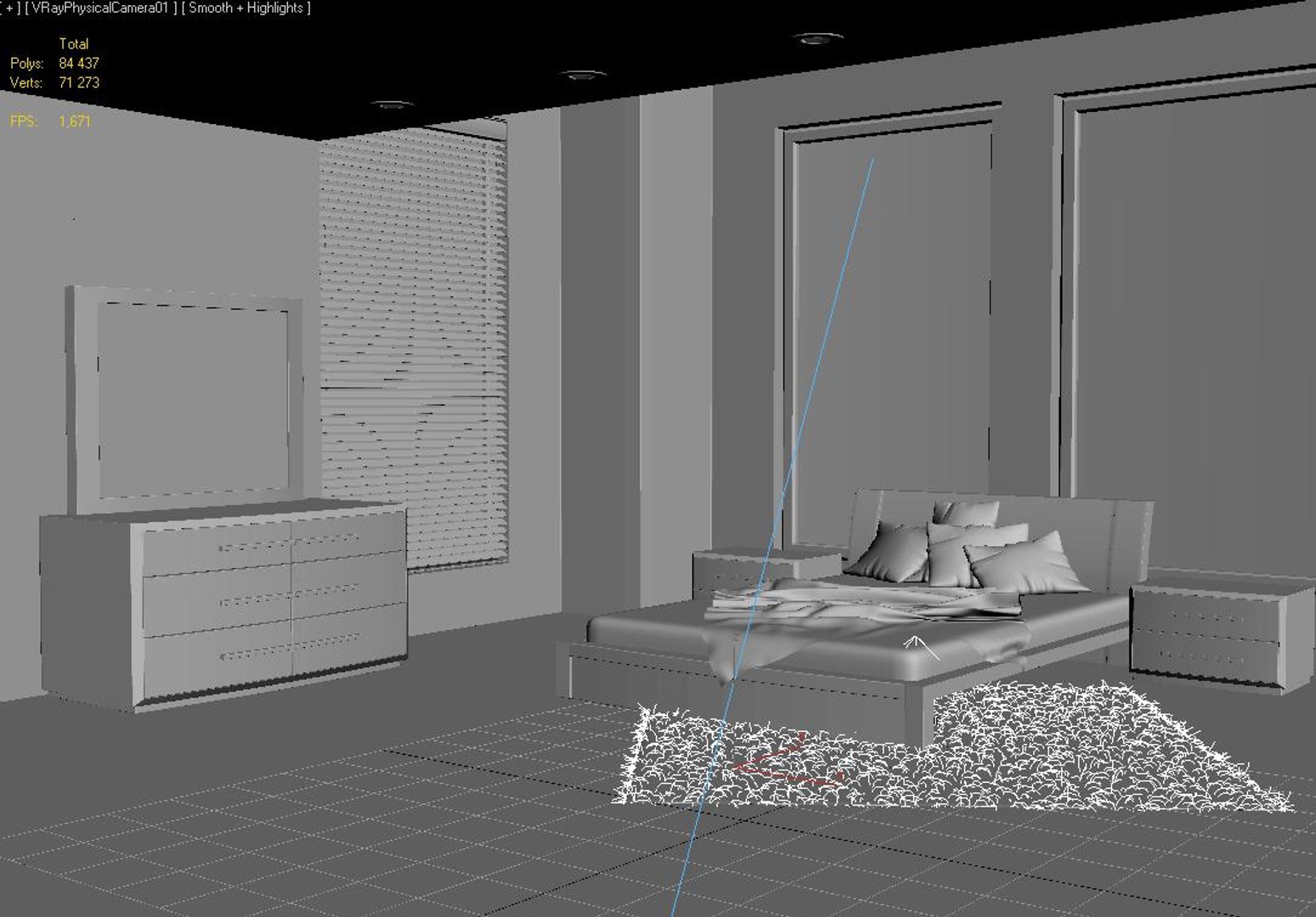 Maya Modern Bedroom Interior Lighting Scene