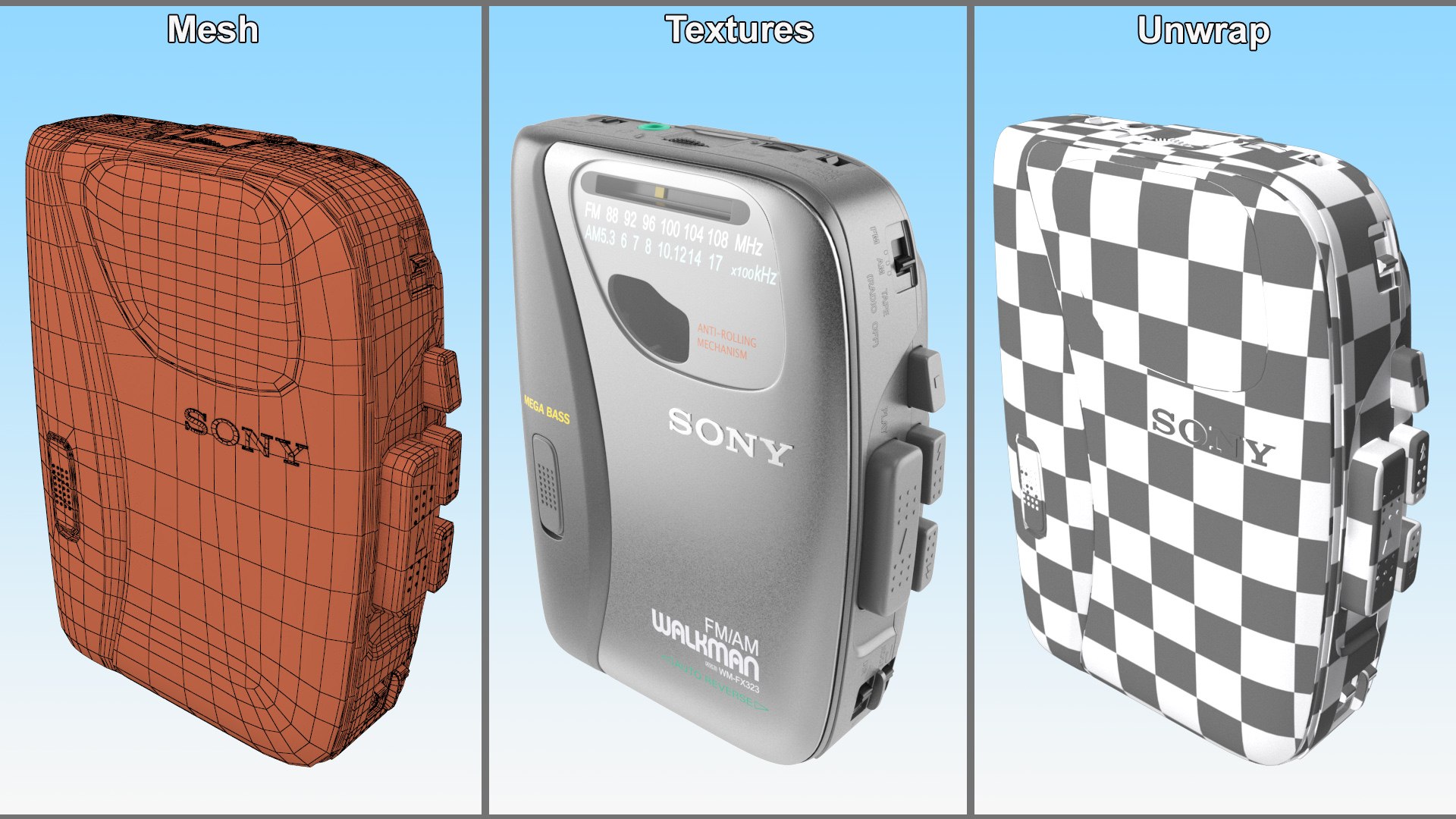 3D Vintage Sony Walkman Cassette Player - TurboSquid 2318233