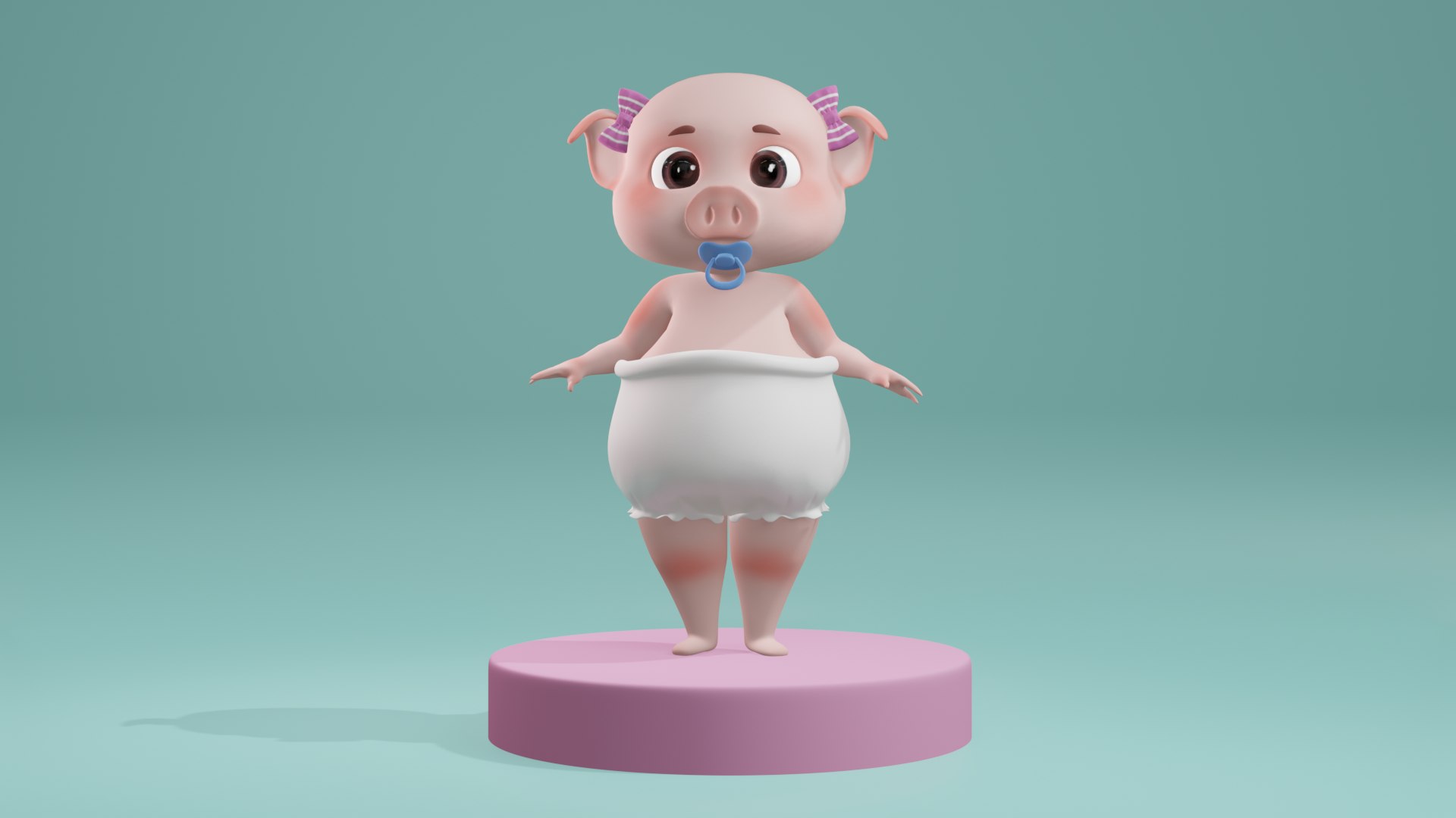 Pig Girl With Bowtie 3D Model 3D Model - TurboSquid 1767351