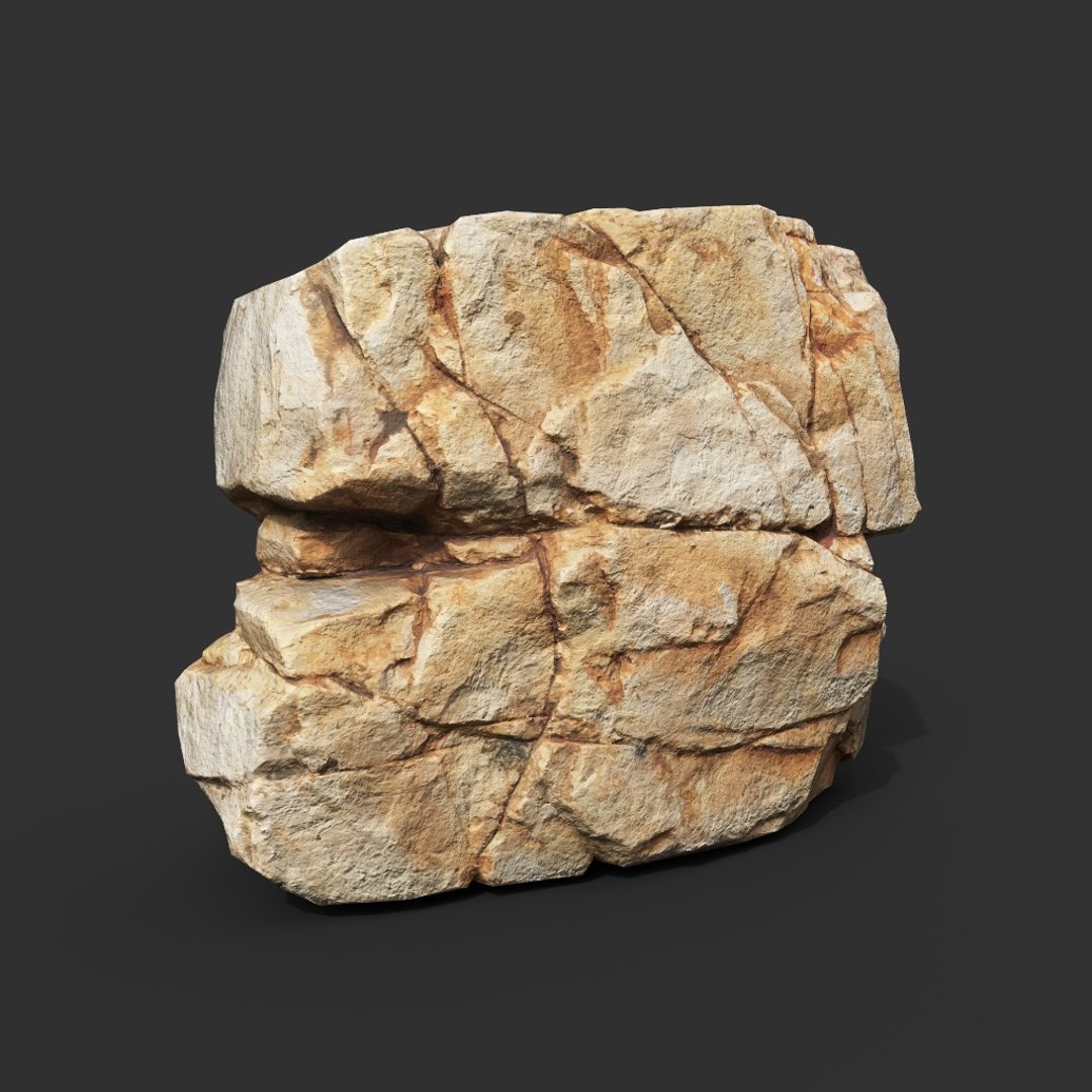 3D 8 Low Poly PBR Yellow Horizontal Rock Modular - Ultra HD 16K Texture ...