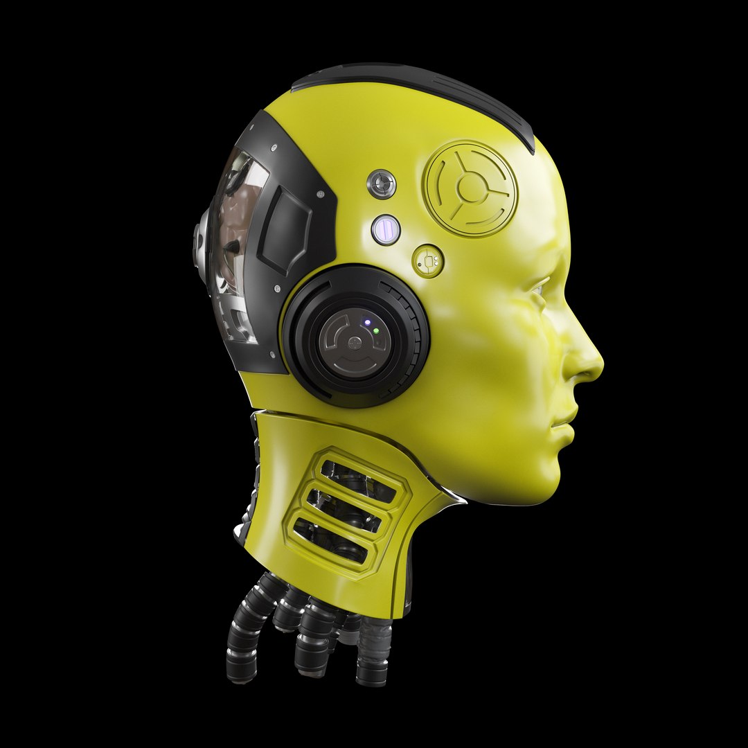 3D Female Robot Head Yellow Model - TurboSquid 2240128