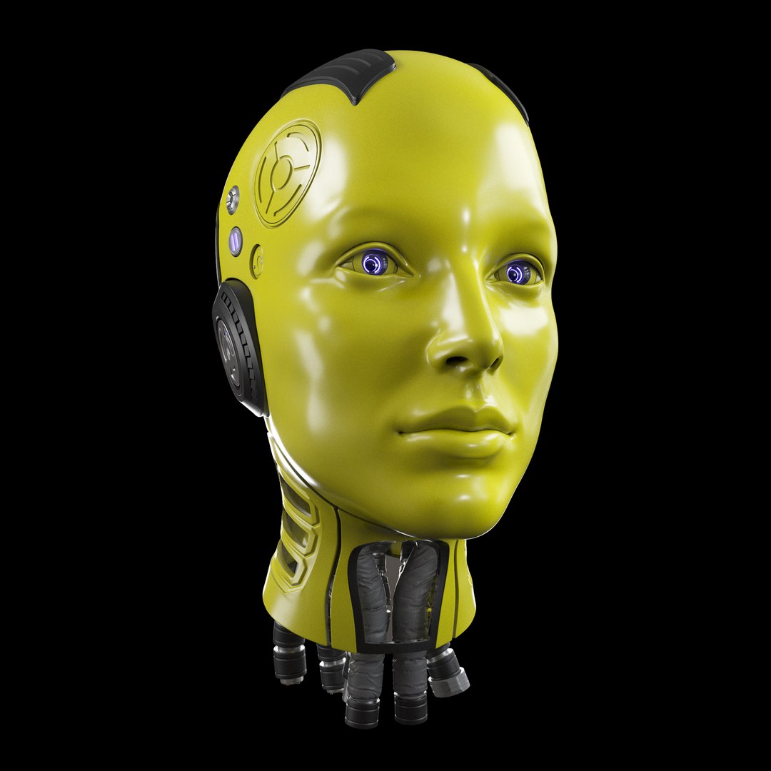 3D Female Robot Head Yellow Model - TurboSquid 2240128