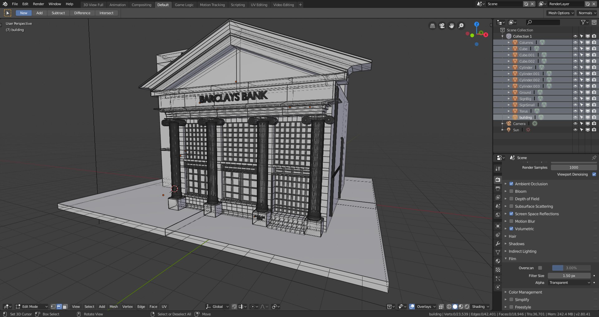 3d Model Building Bank Architecture