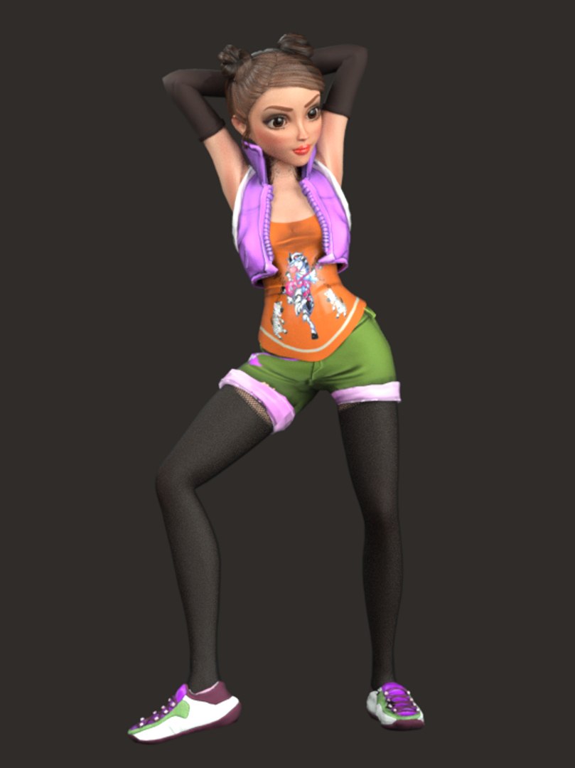 Cartoon Rigged Cute Dancer Girl-S Character 3D Model 3D Model ...