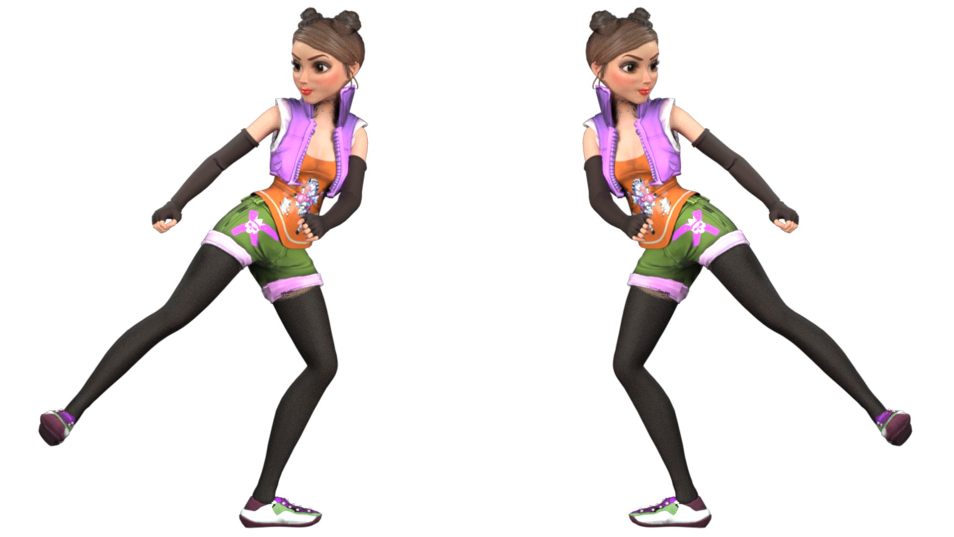Cartoon Rigged Cute Dancer Girl-S Character 3D Model 3D Model ...