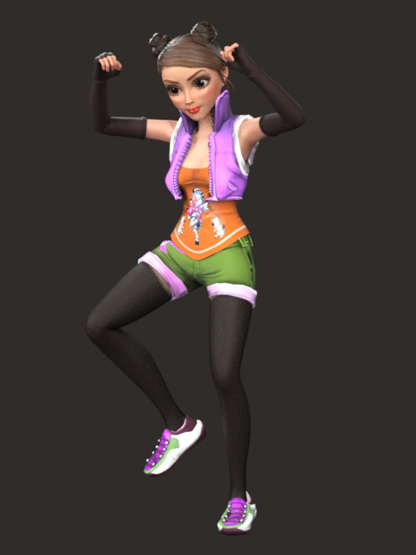 Cartoon Rigged Cute Dancer Girl-S Character 3D Model 3D Model ...