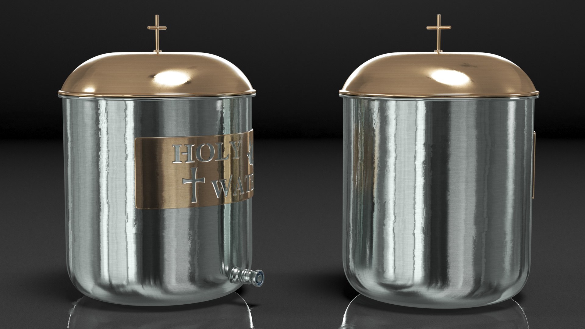 Holy Water Tank With Decorative Plaque 3D Model - TurboSquid 1874685