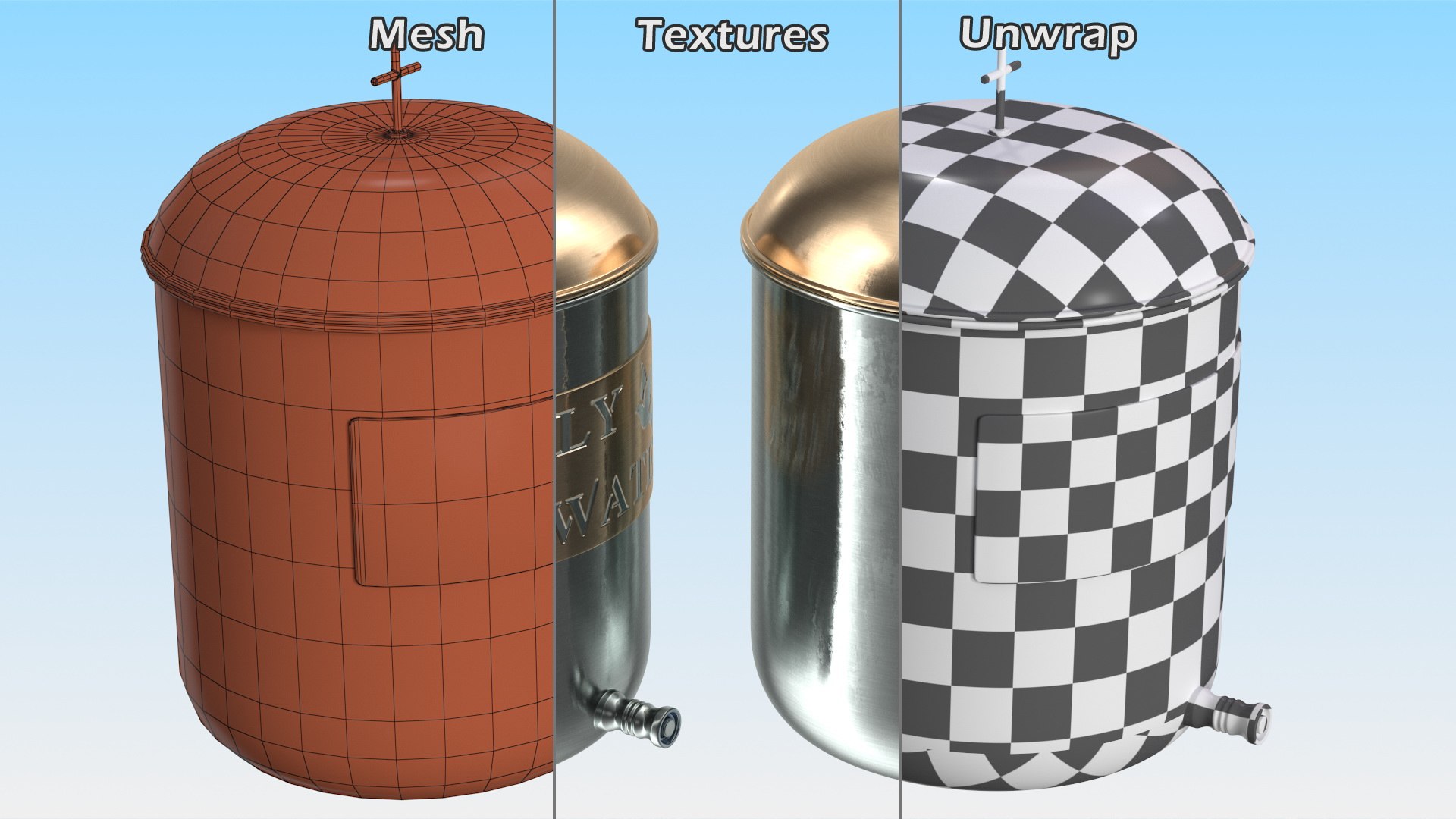Holy Water Tank With Decorative Plaque 3D Model - TurboSquid 1874685