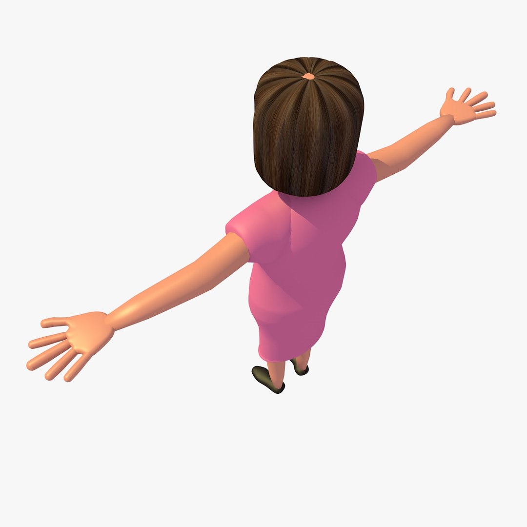 sue cartoon woman character 3d model