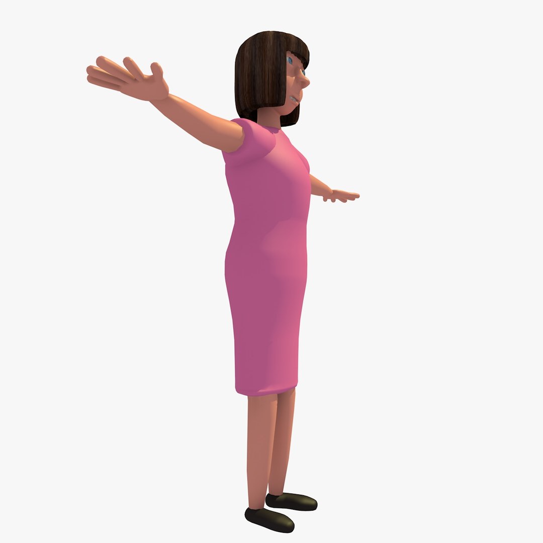 sue cartoon woman character 3d model