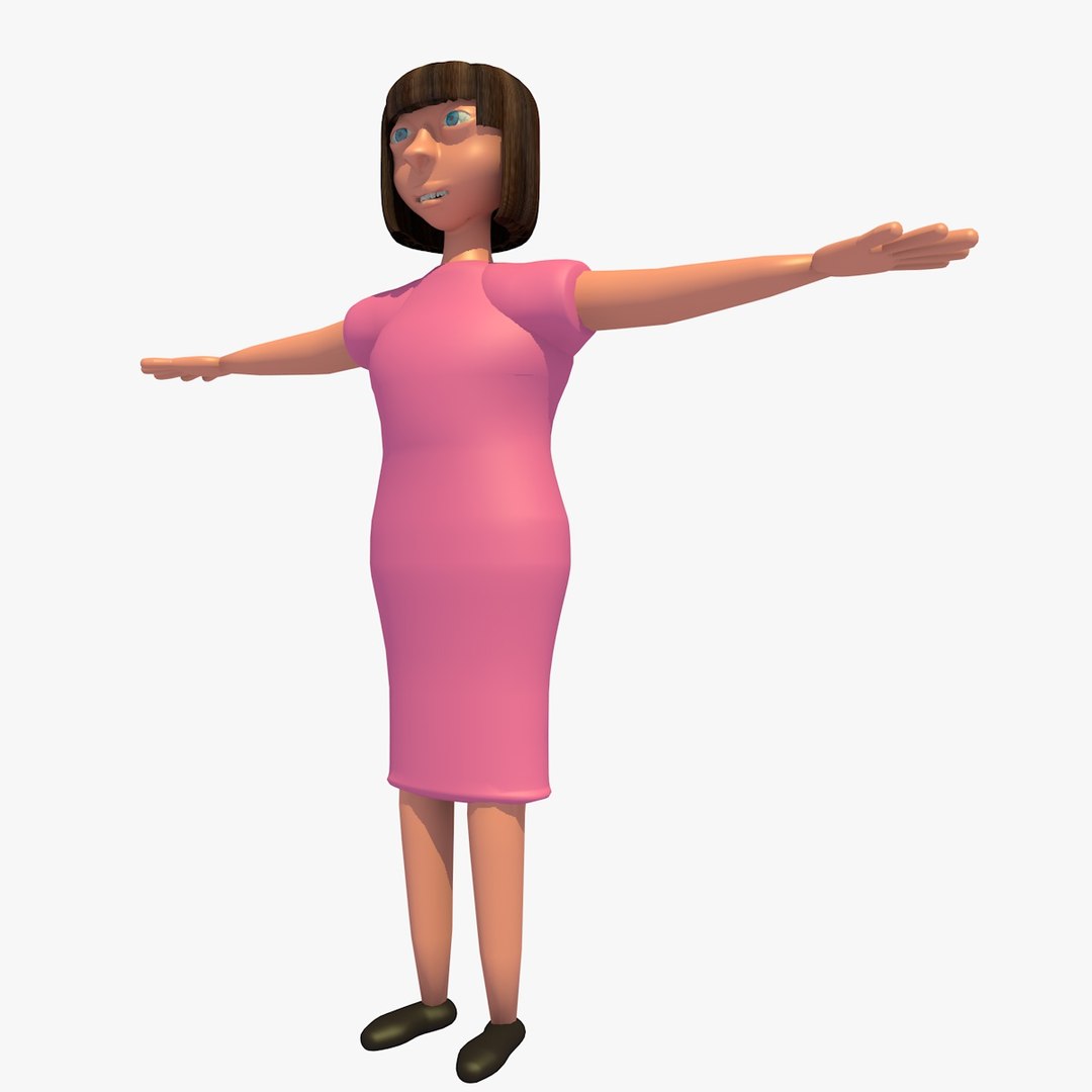 sue cartoon woman character 3d model