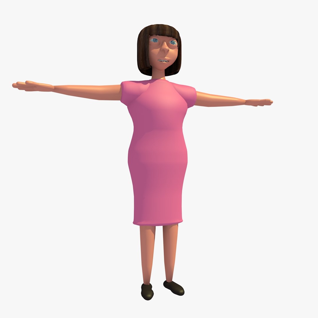 sue cartoon woman character 3d model