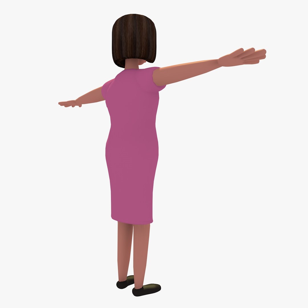 sue cartoon woman character 3d model