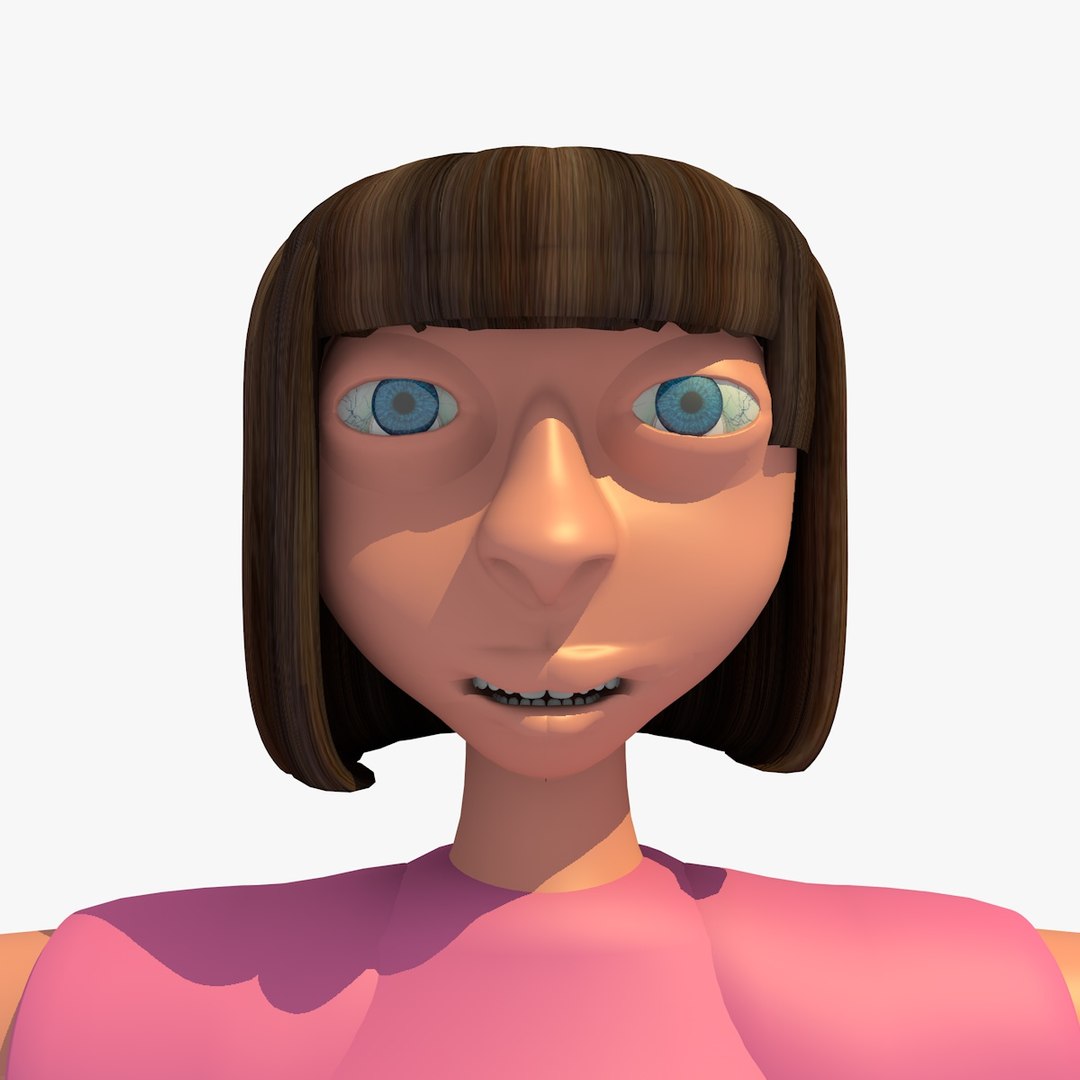 sue cartoon woman character 3d model