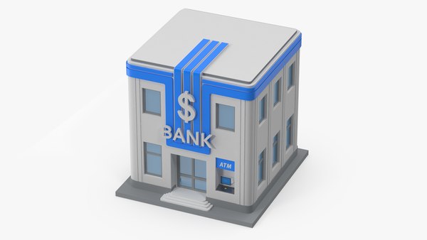 3D Cartoon Bank Building model - TurboSquid 1948150