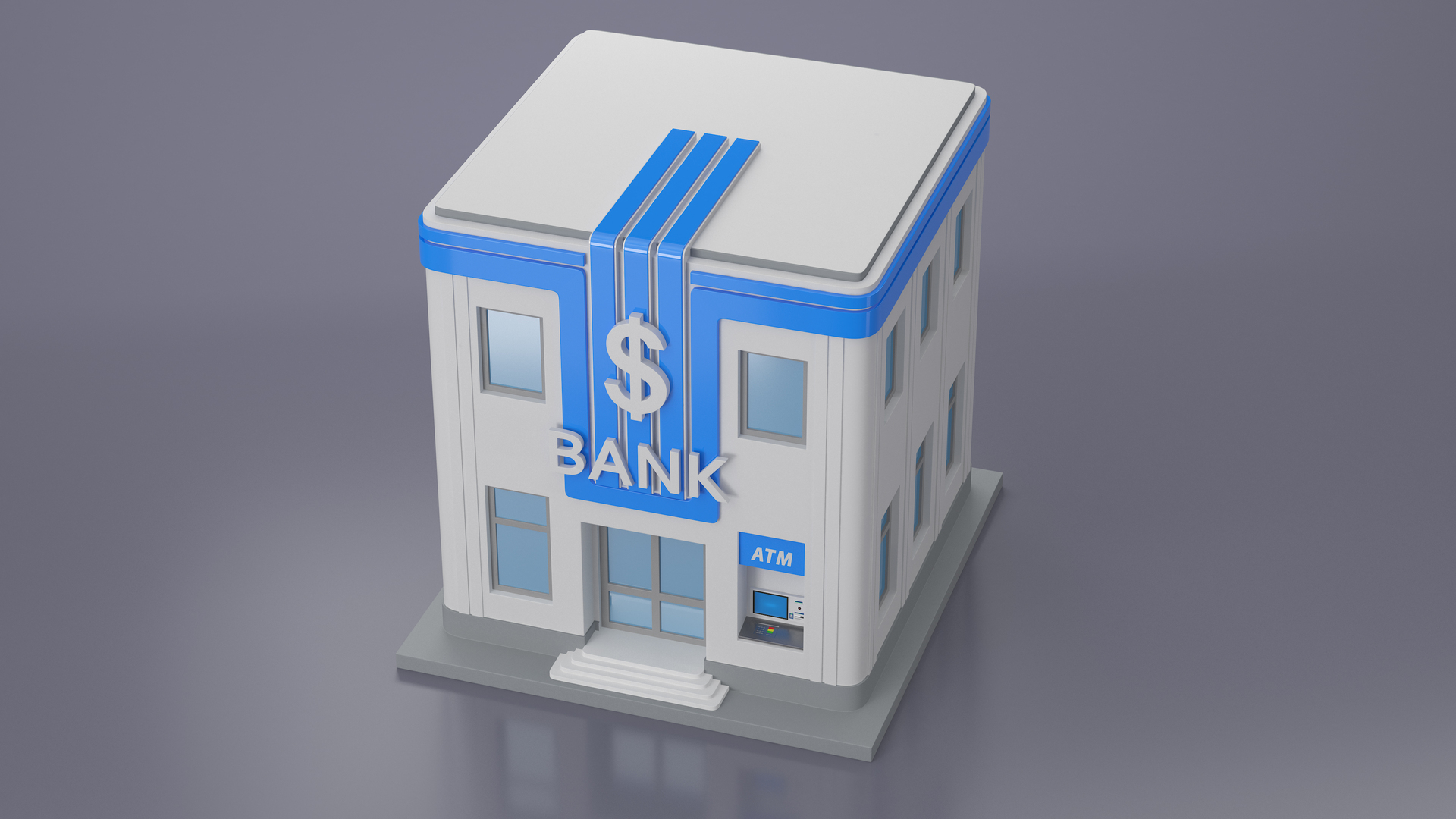 3D Cartoon Bank Building model - TurboSquid 1948150