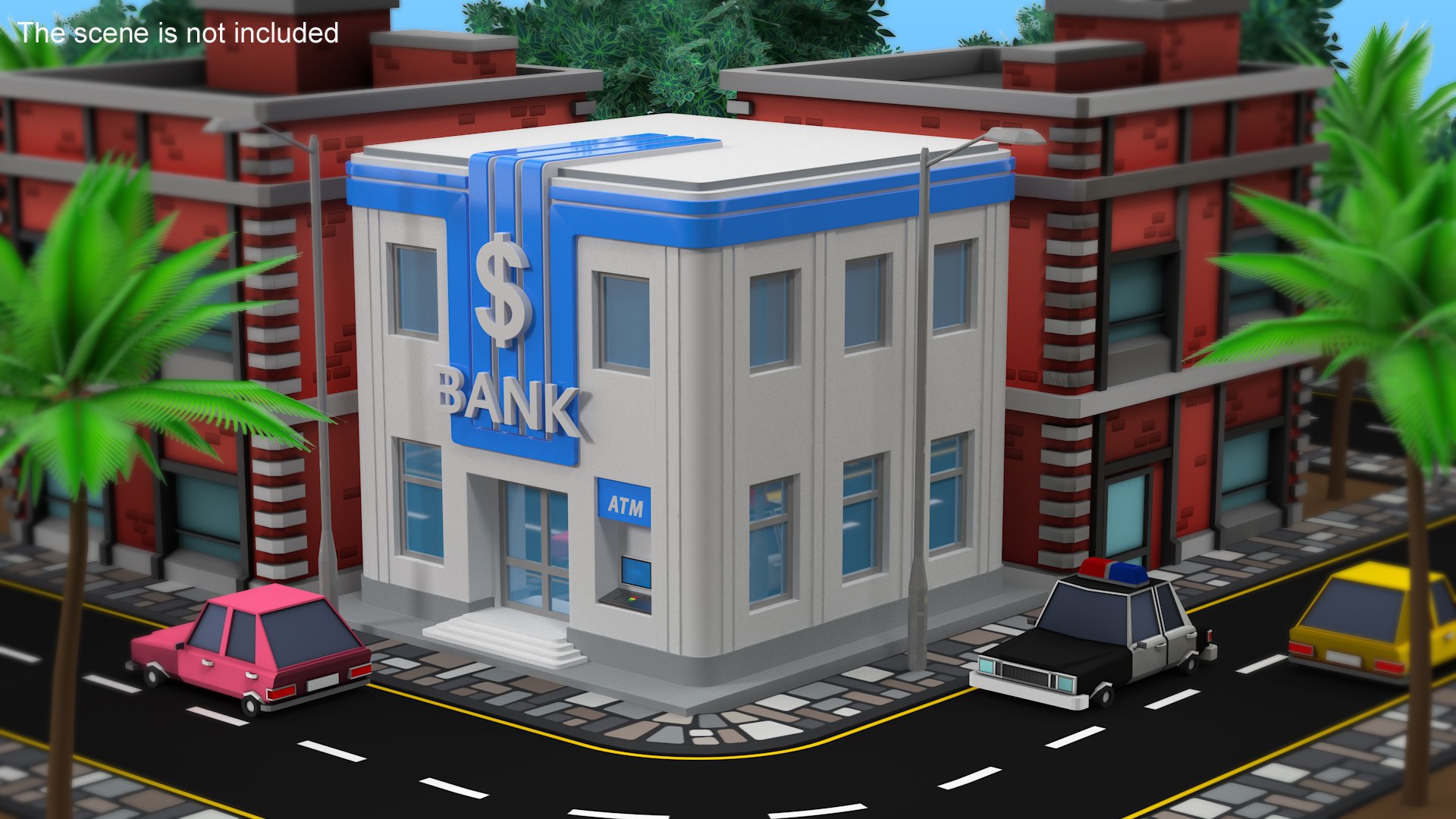 3D Cartoon Bank Building Model - TurboSquid 1948150