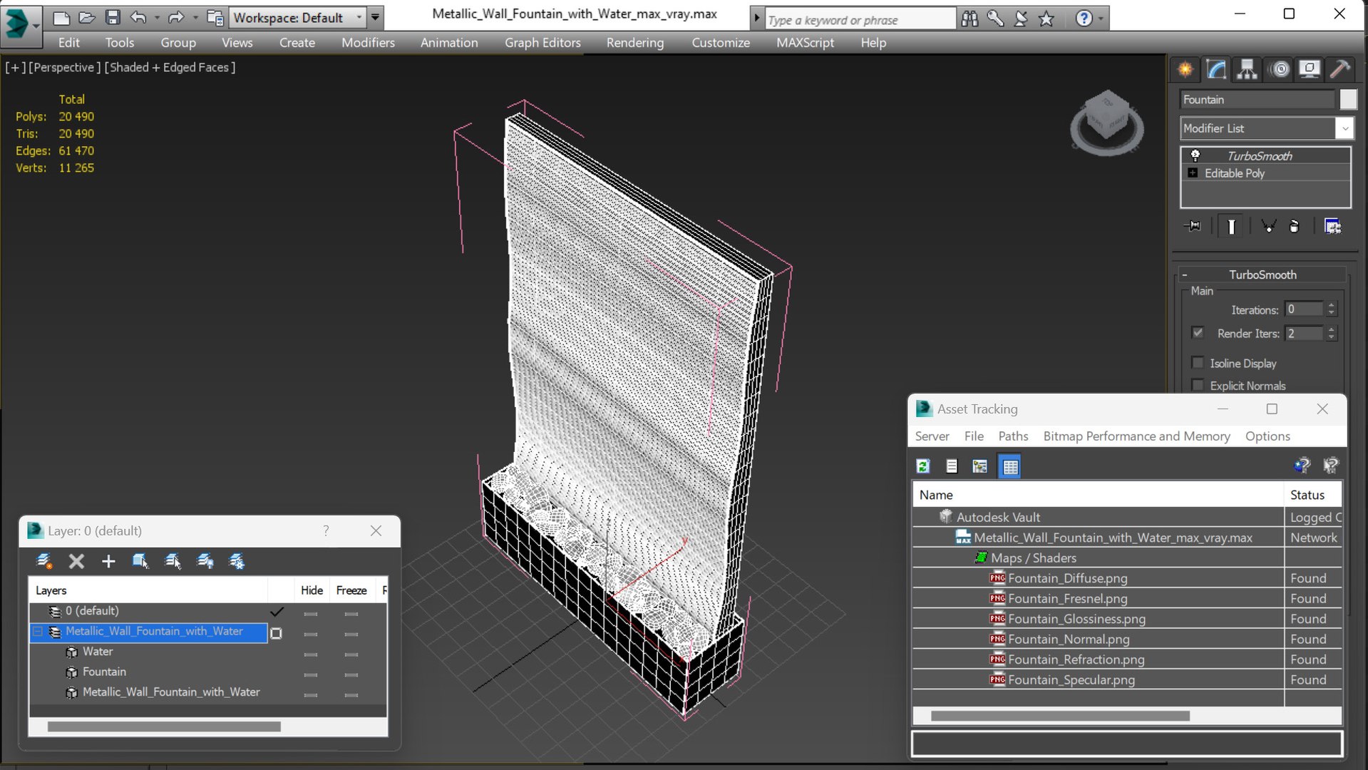 Metallic Wall Fountain With Water 3D Model - TurboSquid 2108424
