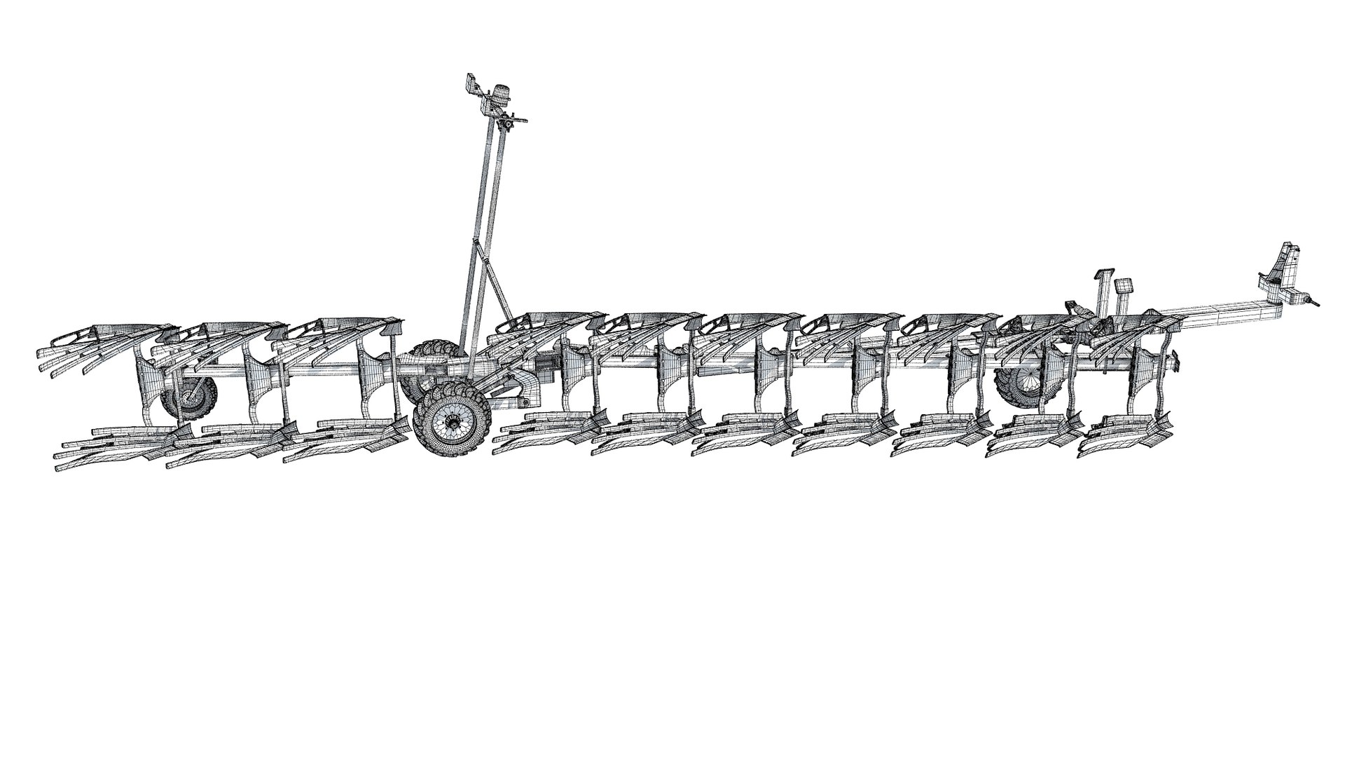 3D Model Semi Mounted Farm Plough - TurboSquid 2144678