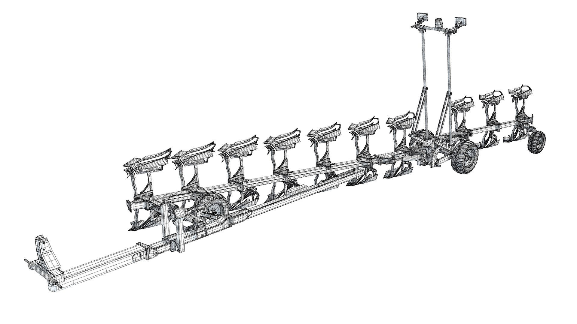 3D Model Semi Mounted Farm Plough - TurboSquid 2144678