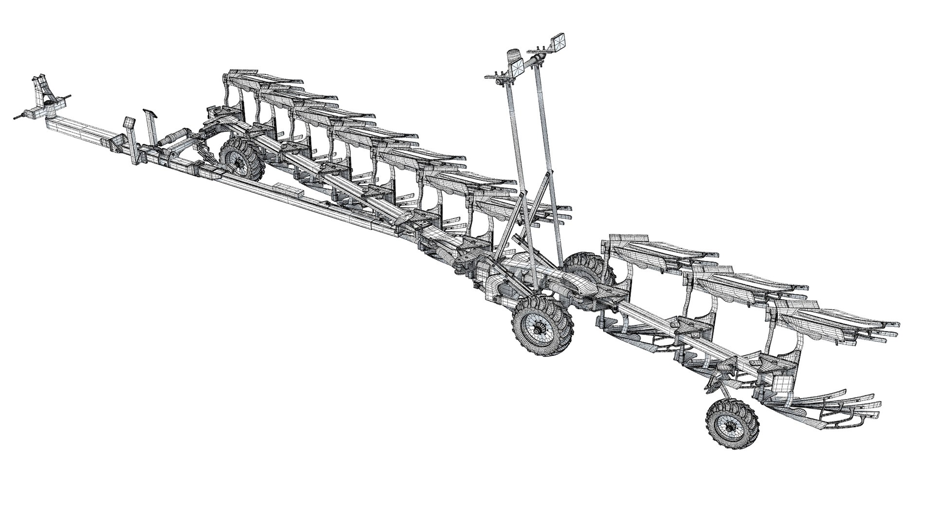 3D Model Semi Mounted Farm Plough - TurboSquid 2144678