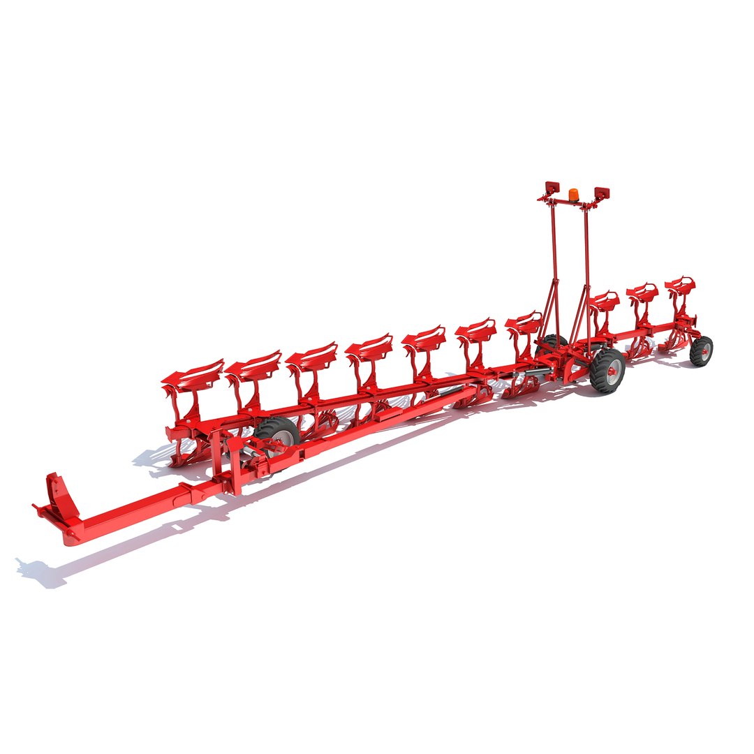 3D Model Semi Mounted Farm Plough - TurboSquid 2144678