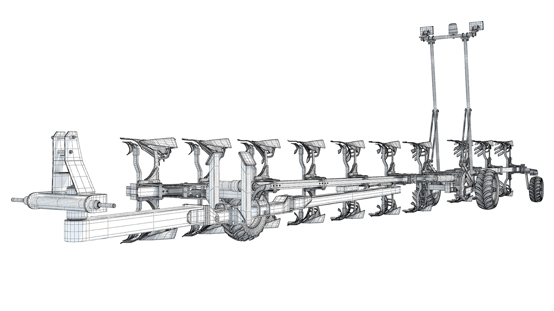 3D Model Semi Mounted Farm Plough - TurboSquid 2144678