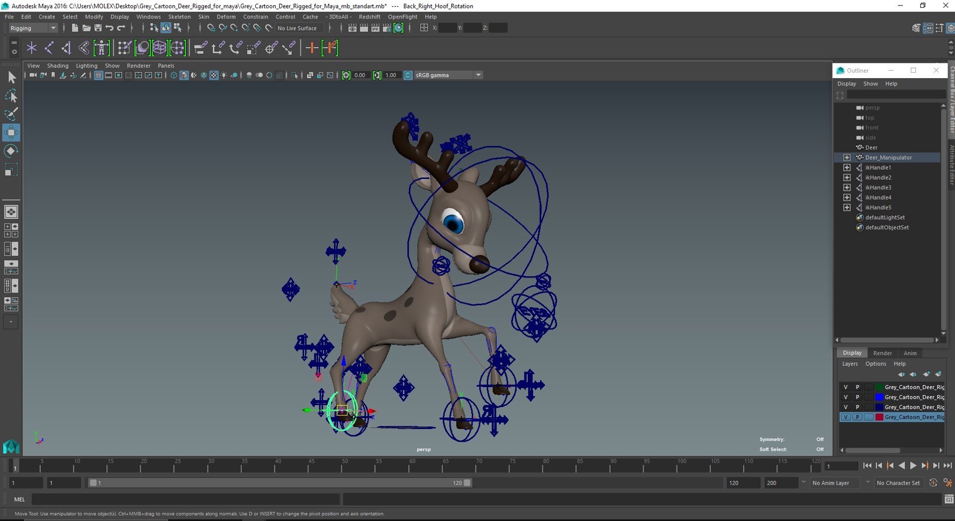 3D Grey Cartoon Deer Rigged For Maya Model - TurboSquid 2121482