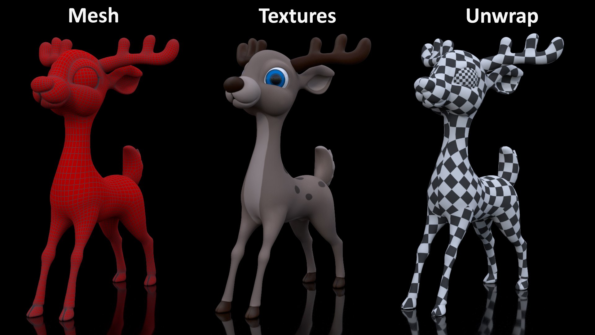 3D Grey Cartoon Deer Rigged For Maya Model - TurboSquid 2121482