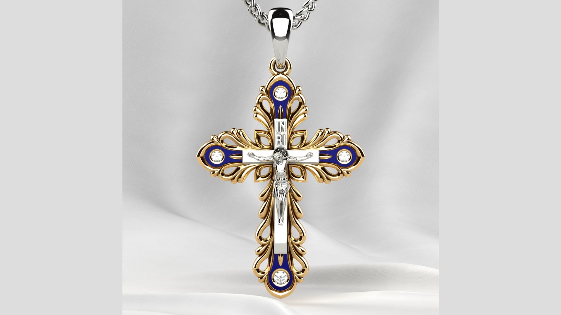 Enamel Gold Cross With Crucifix 3D - TurboSquid 1882117