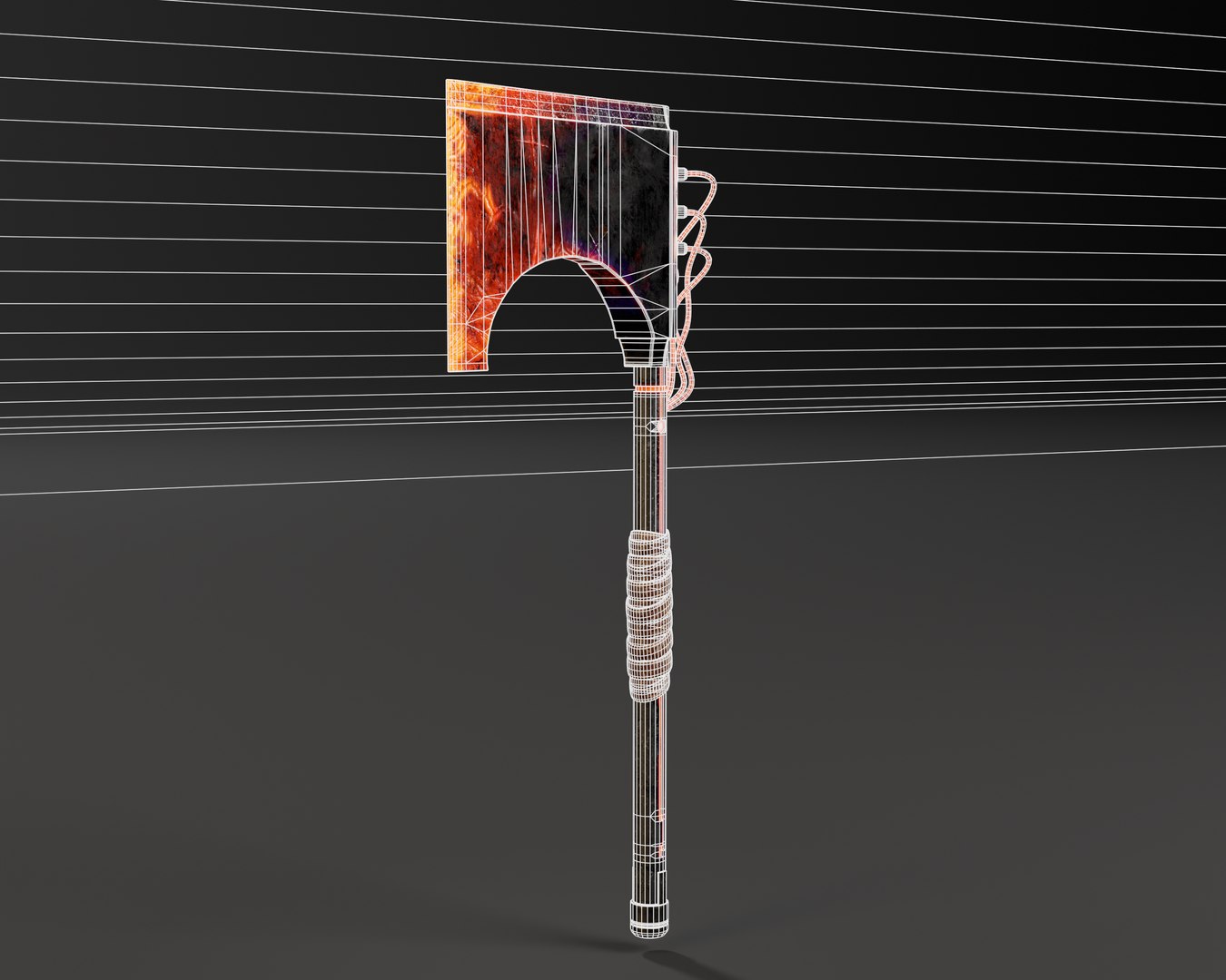 3D Cyber Warrior Axe Model - TurboSquid 2355075