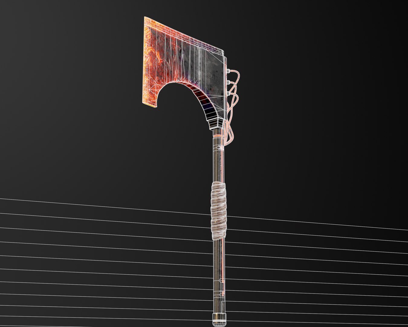 3D Cyber Warrior Axe Model - TurboSquid 2355075