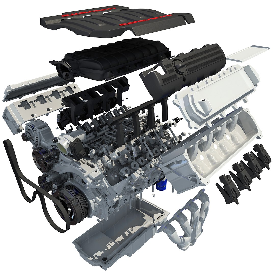 2014 Chevrolet Corvette V8 Engine 3d Model