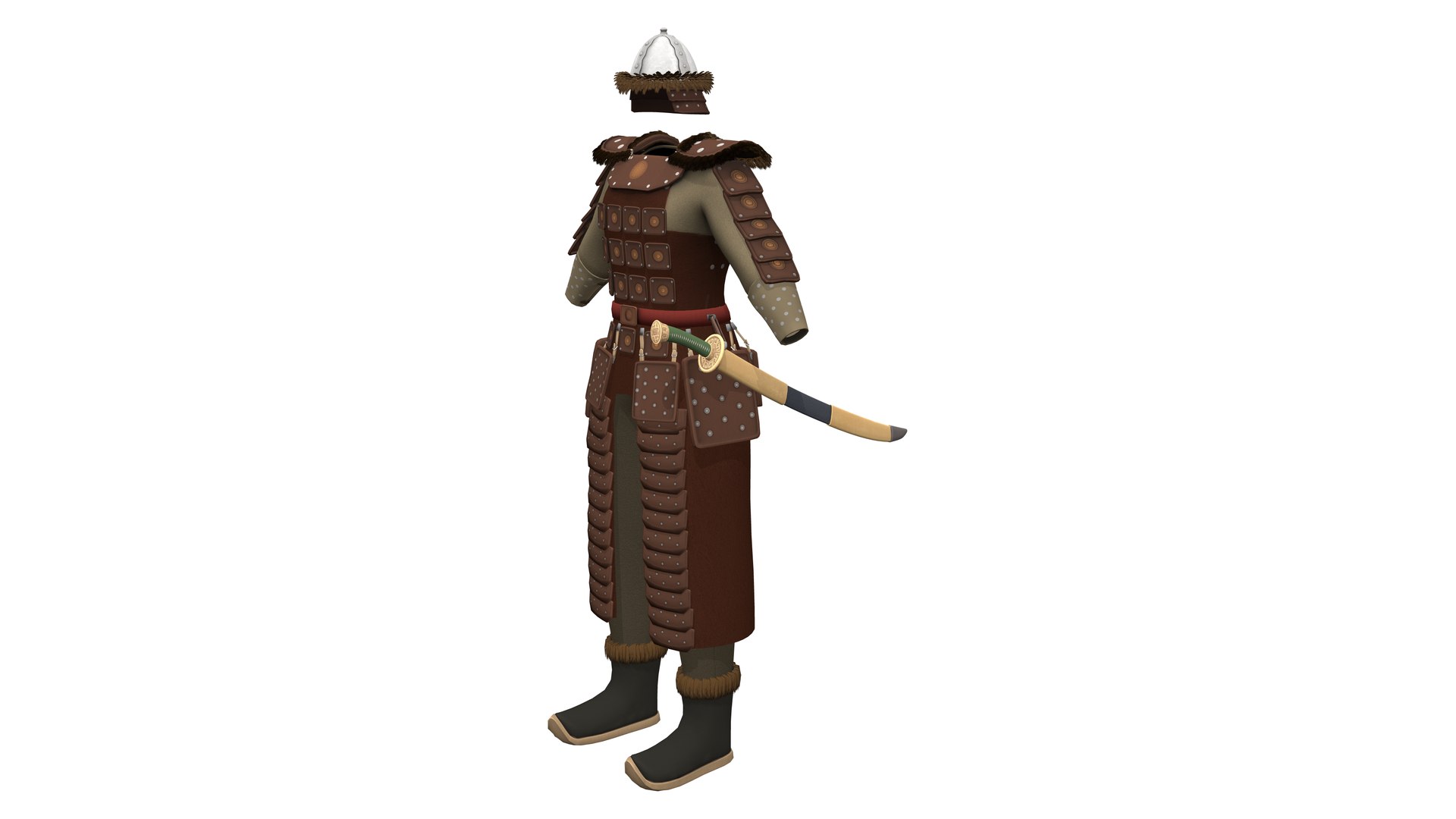 3D Full Mongol Warrior Costume Outfit Model - TurboSquid 1964939