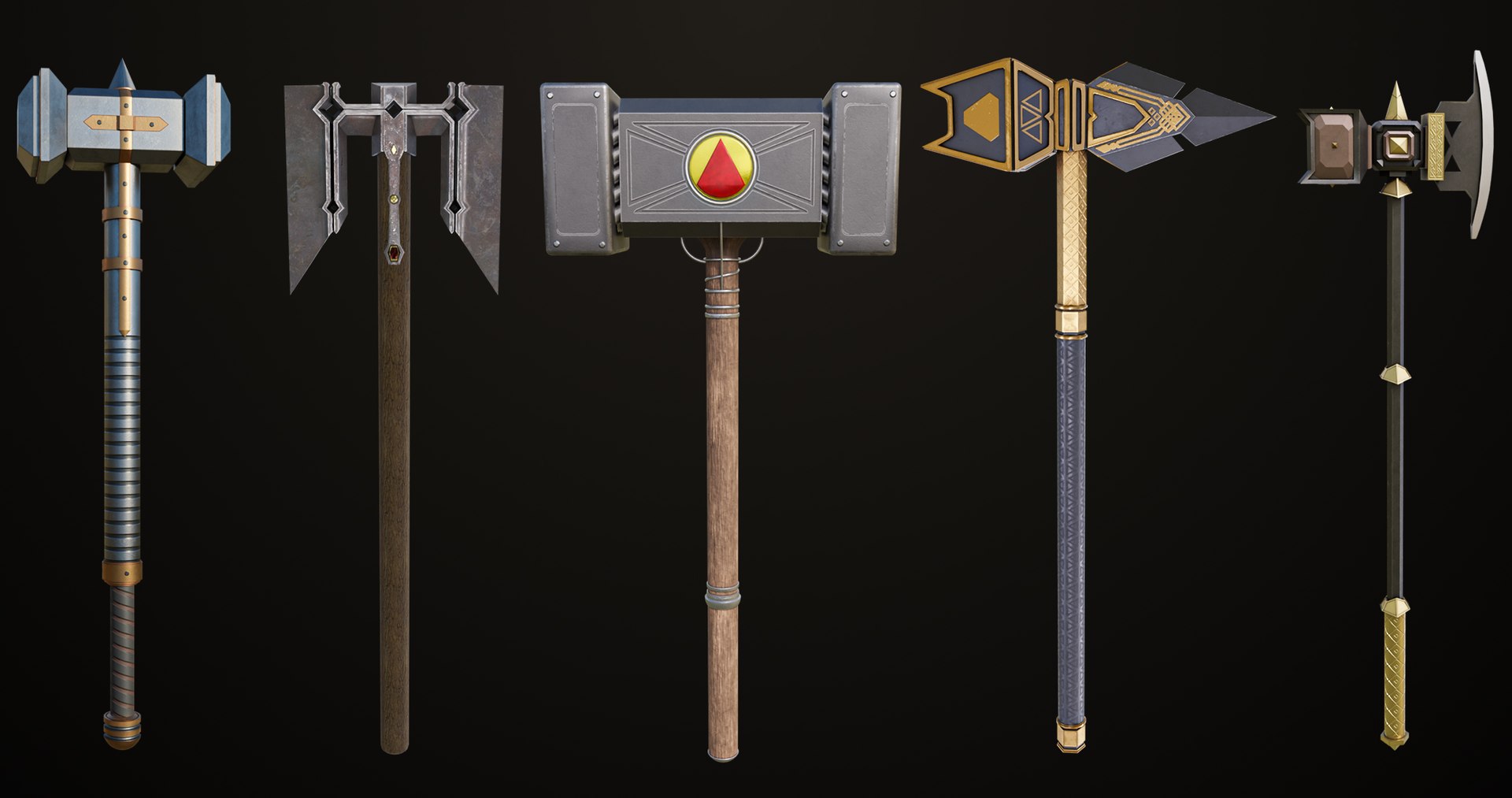 3D 10 Battle Hammers Collection All PBR Unity UE Textures - TurboSquid ...