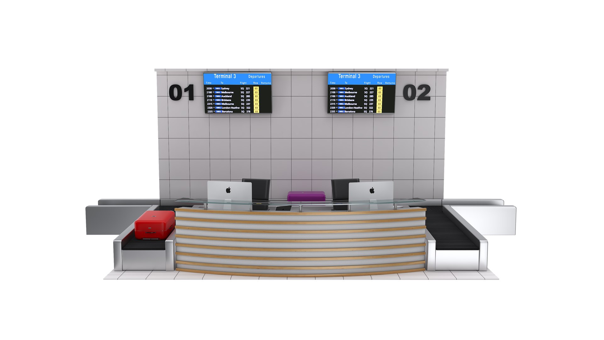 3D Airport Counter Check-In - TurboSquid 2248714