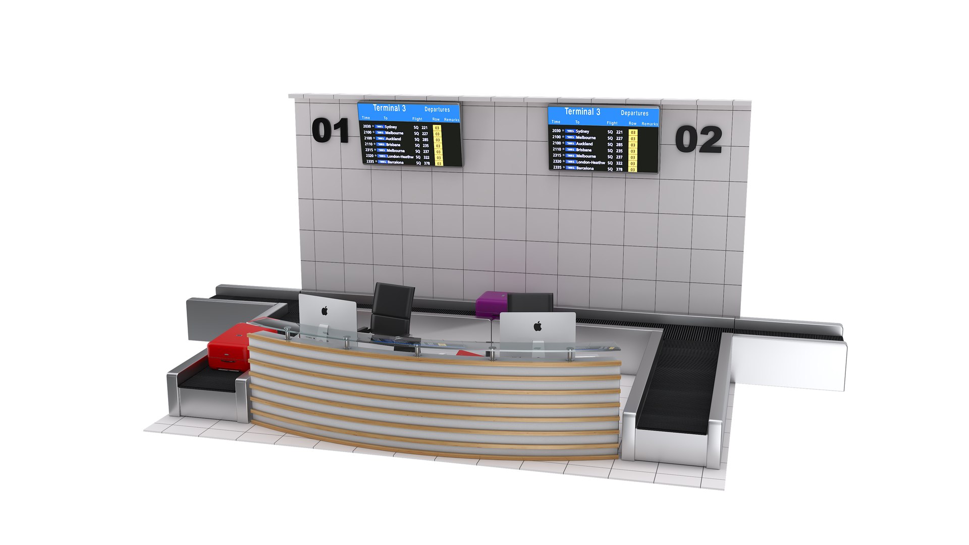 3D Airport Counter Check-In - TurboSquid 2248714
