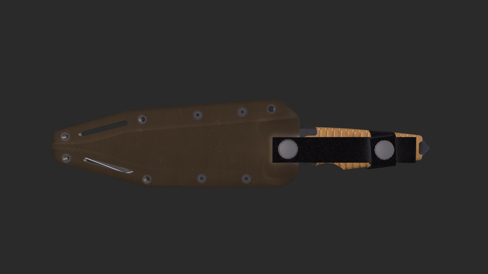 3D model Black Tanto Knife D2 with Sheath - TurboSquid 2014753