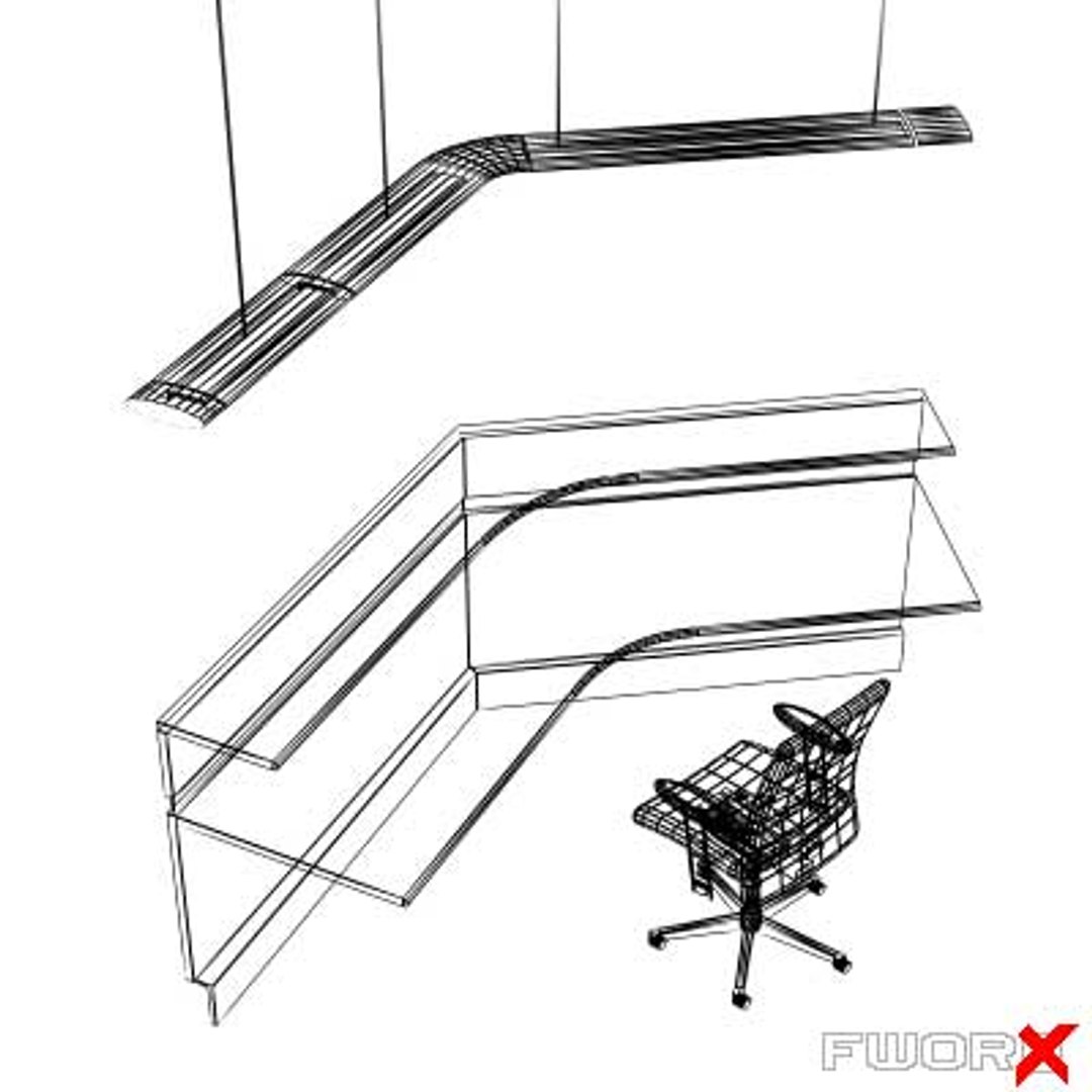 Counter Desk 3d Model