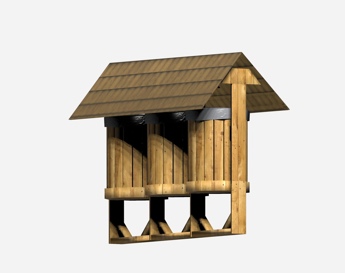 Wooden big triple street dust bin with carrier bag 3D - TurboSquid 2130933